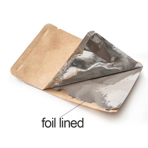 Quality Aluminium Foil Lined Waterproof Kraft Paper 3 Side Seal Bag Customized for sale