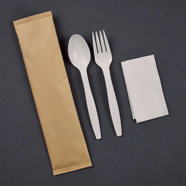 Quality 6inch Biodegradable Cornstarch Tableware Individually Wrapped Disposable Cutlery for sale
