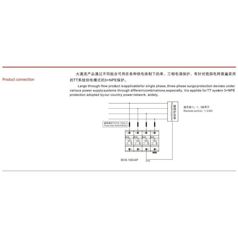 Imax 60ka~150ka Application Protection Solar System Grade B Class Surge Protection Device Lightning Arrester Energy SPD