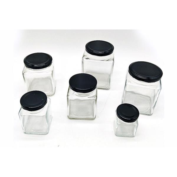 Quality Fancy Square Glass Honey Jars , Glass Canning Jars SGS Certification for sale