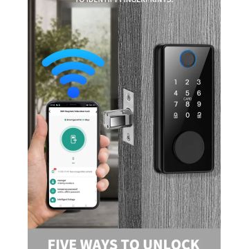Quality Deadbolt Smart Code Lock Full Automatic Fingerprint Code Card Tuya WiFi Unlock for sale