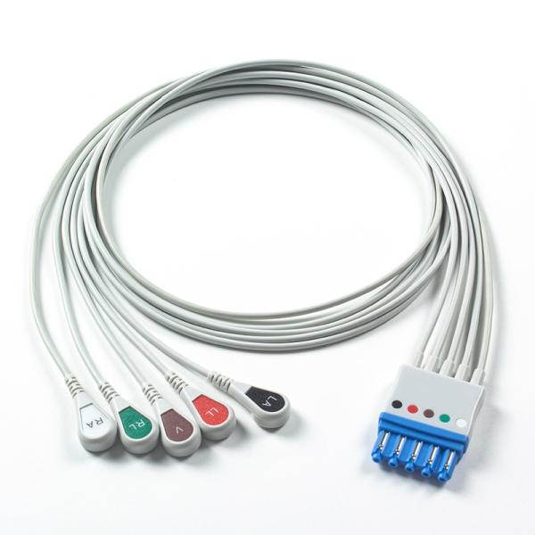 Quality Compatible ECG Leadwires For Datascope/Maquet/Getinge 5 Lead, Snap AHA for sale