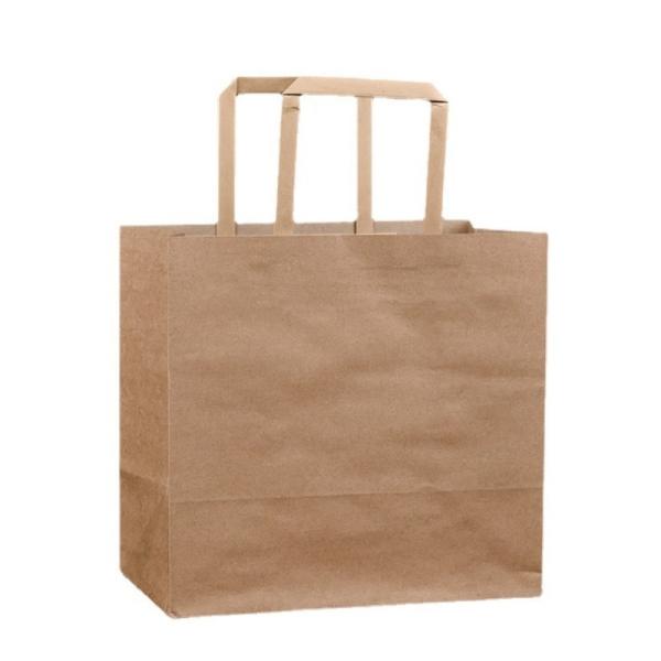 Quality 250gsm 300gsm Biodegradable Disposable Tableware Brown Paper Bags With Handles for sale