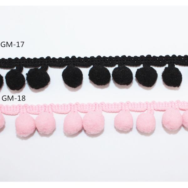 Quality OEKO Black 100% Polyester 3cm Pom Pom Edge for sale