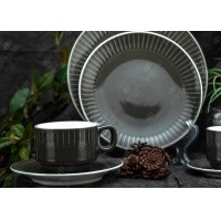 Quality LFGB Fadeless 20Pc Embossed Color Dinnerware Sets for sale