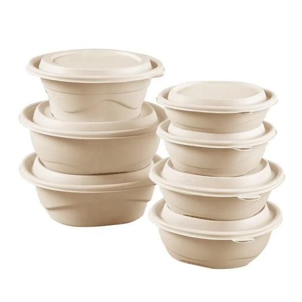 Quality 800ml 1050ml Biodegradable Take Out Containers Cornstarch Fruit Bowl With Lid for sale