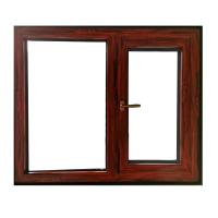 Quality Horizontal Brown Woodgrain Upvc Windows Opening Swing for sale