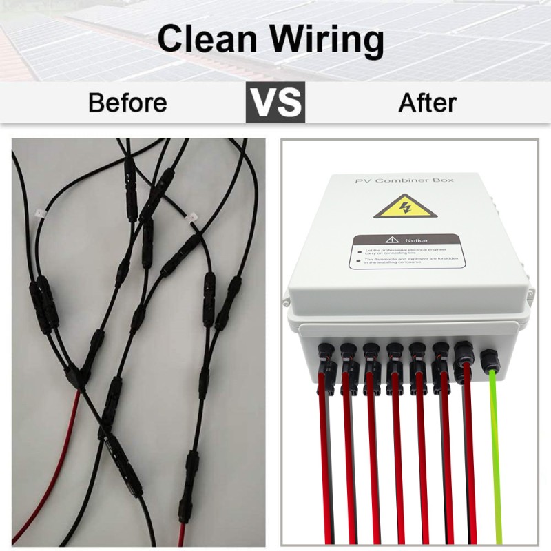 IP65 Waterproof Solar Energy PV Combiner Box 1-6 Strings Plastic Distribution Enclosure Solar DC Switching Box