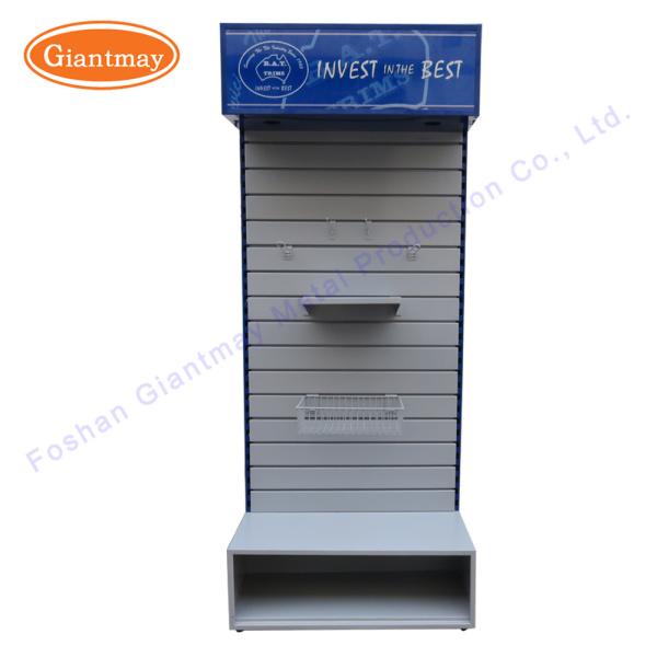 Quality Grocery Shelf Store Mobile Floor Stand Slatwall Display Stands for sale