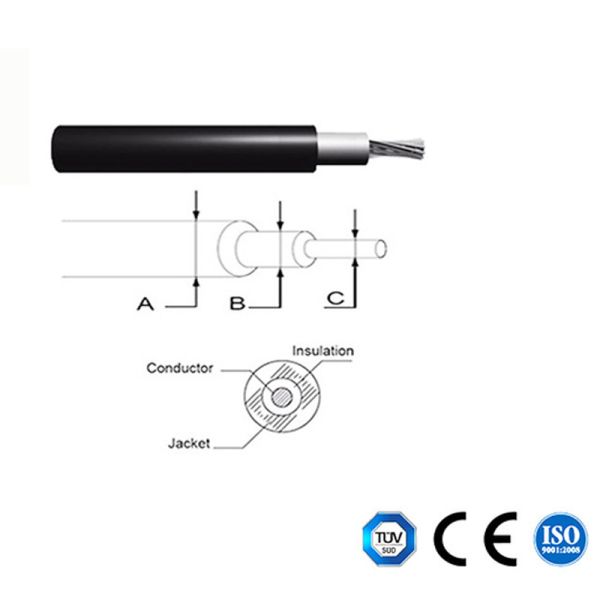 Quality 6mm2 1000V AC TUV 2pfg1169 Certificated Double Insulated PV DC Solar Cable XLPE for sale