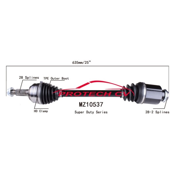 Quality MZ10537 CV Axle Assembly Heavy Duty Clamp TPEE Boot  Cold Forging Grinding Process Technology EXTREME Weather Unit for sale