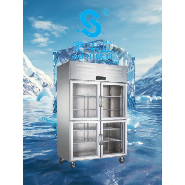 Quality 1000L 4 Door Glass Door Freezer Commercial Food Grade Stainless Steel for sale