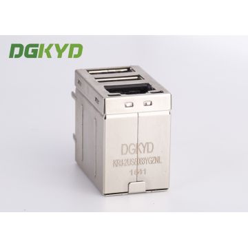 Quality Stacked RJ45 jack over dual deck USB Connector combo rj45 with 100Mb transformer for sale