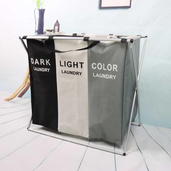 Quality Breathable Divided Laundry Hamper With 3 Compartment Washable Sortable Oxford for sale