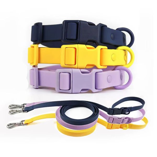 Quality Custom Logo Color PVC Pet Collar Waterproof Silicone Dog Collar And Leash Set for sale