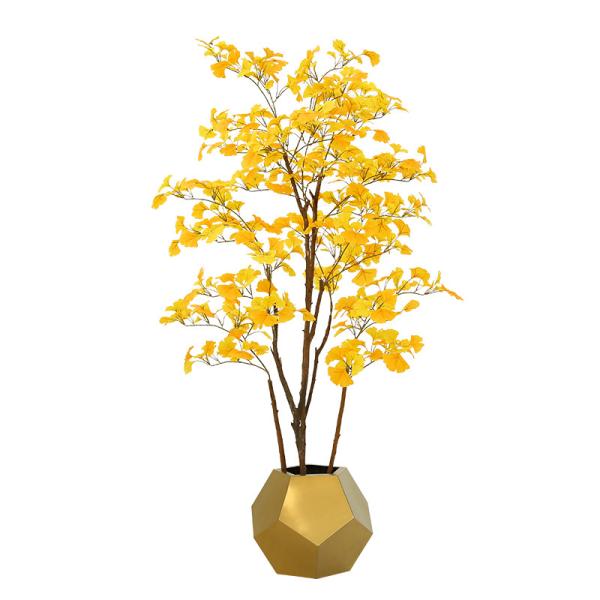 Quality ODM Golden Color Artificial Ginkgo Tree For Exhibition Yellow Leaf for sale