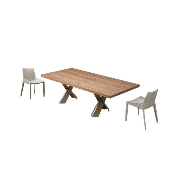 Quality Stainless Steel Base Industrial Wood Dining Tables Rectangle Rustic for sale