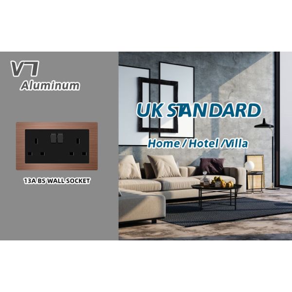 Quality 13A 250V Wall Power Socket UK Standard 146mmX86mm Size Multiple Materials for sale