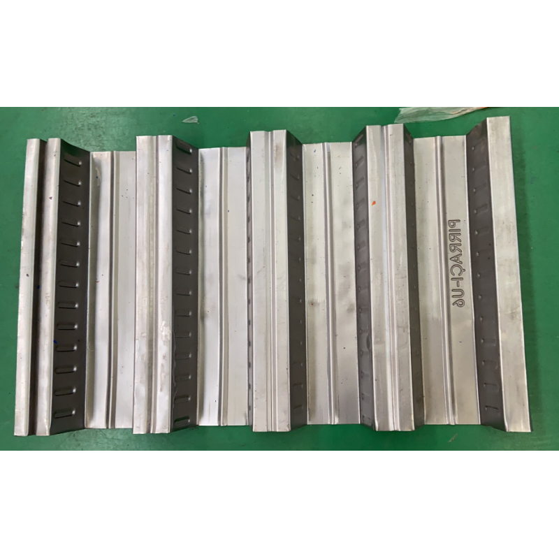 Metal decking with the logo punched