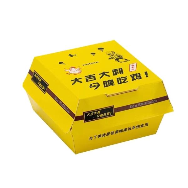 Quality Recyclable white cardboard burger box custom printed logo, disposable fast food for sale