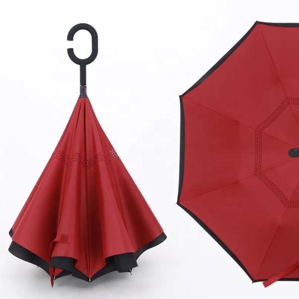 Quality Colorful 23inch 8k 190T Pongee Personalized Compact Inverted Reverse C Handle for sale