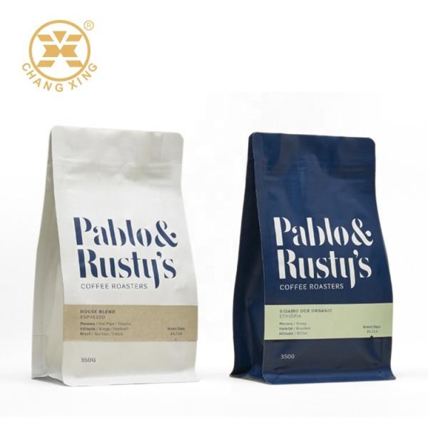 Quality CPP Resealable Coffee Packaging Bags With Valve Flat Bottom Stand Up Pouch for sale