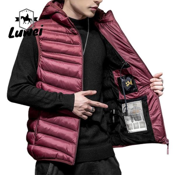 Quality Custom Classic Men Clothing Sleeveless Utility Waistcoats Hooded Quilted Warm for sale