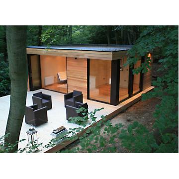 Quality Beautiful Prefab Tiny House Garden Studio Cabin With Deck Modular Homes for sale