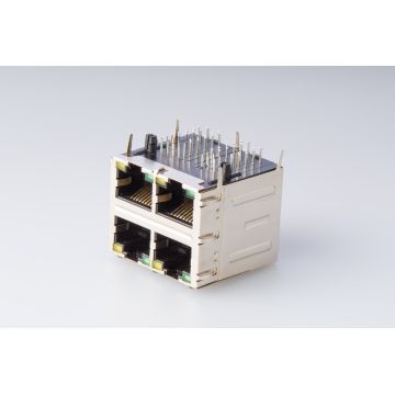 Quality 2 X 2 Port 90 Degree RJ45 Jack With 10 / 100/1000 Mbps Transformer for sale