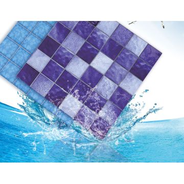 Quality Blue Ceramic Swimming Pool Mosaic Tiles 6mm Glossy Matt for sale