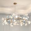 china Ceramic Ginkgo Leaf Pendant Chandelier Lights Adjustable Suspended Line