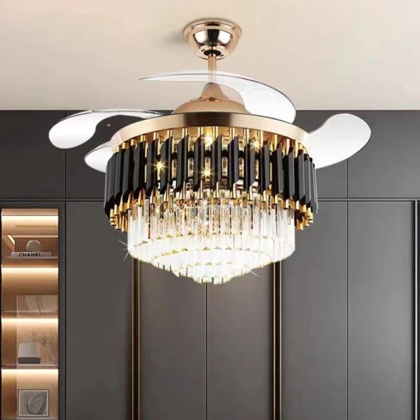 Quality 52 Inch LED 20W Modern Retractable DC Motor Ceiling Fan With Light for sale