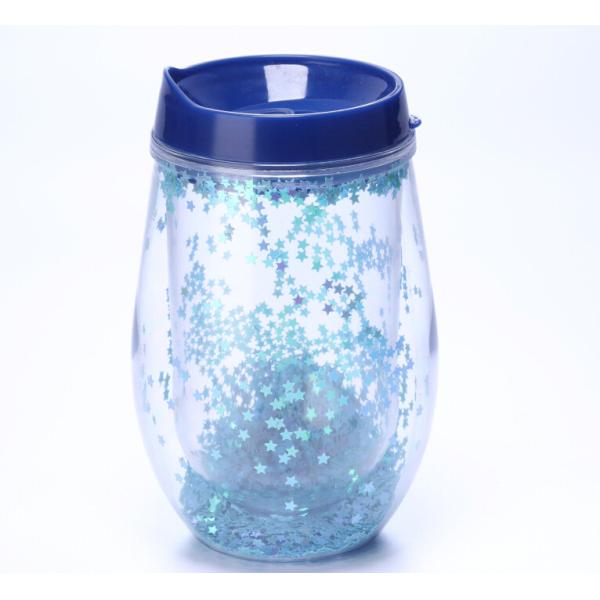 Quality 300ml Double-layer Egg-shaped Plastic Cup With U-shaped Straw Comes With Straw for sale