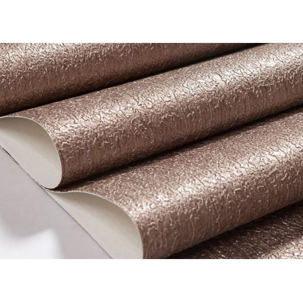 Quality Waterproof Brown Embossed Wall Coverings , PVC Modern Living Room Wallpaper for sale