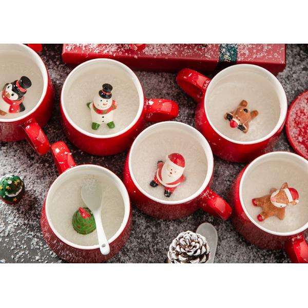 Quality Glaze 350ml 13x9.5x9cm Christmas Ceramic Mugs for sale