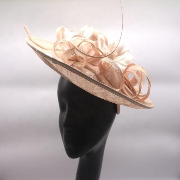 Quality Stylish Sinamay Base and Feather Church Hat for Four Seasons in Dobby Style for sale
