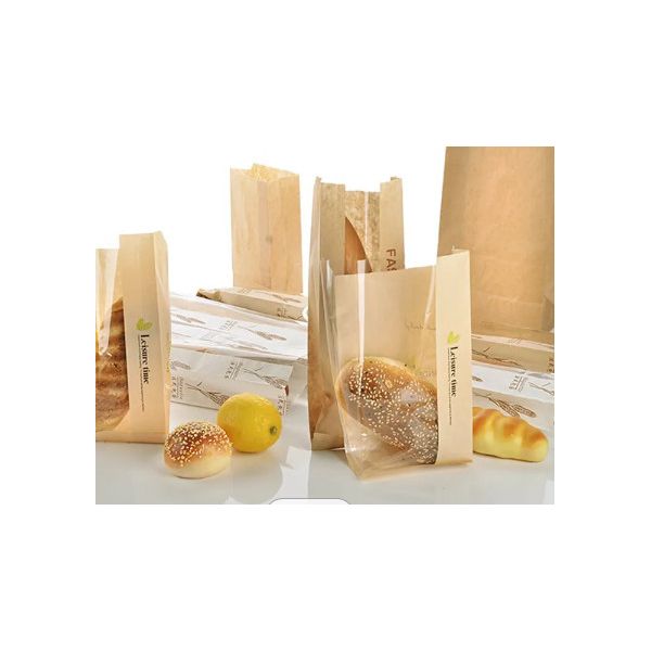Quality Customized Brown Kraft Paper Plastic Bread Bag Packaging And Storage for sale