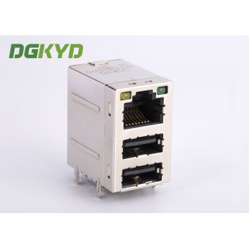Quality Cat3 RJ45 Connector Stack Over Dual USB 2.0 A Type With Y/G Led for sale