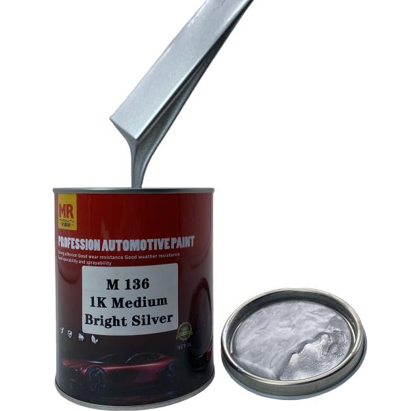 Quality M136 1K Medium Bright Silver Auto Paint Metallic Silver Car Paint Smooth Finish for sale
