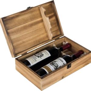 Quality Home Decorative Whiskey Gift Box Wood Double Bottle Wine Box for sale