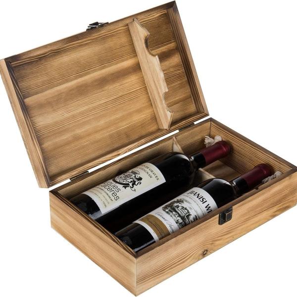 Quality Home Decorative Whiskey Gift Box Wood Double Bottle Wine Box for sale