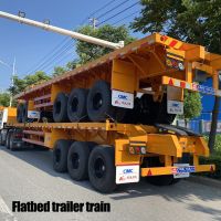 china Steel Flatbed Trailer Train Container Transportation in Mongolia