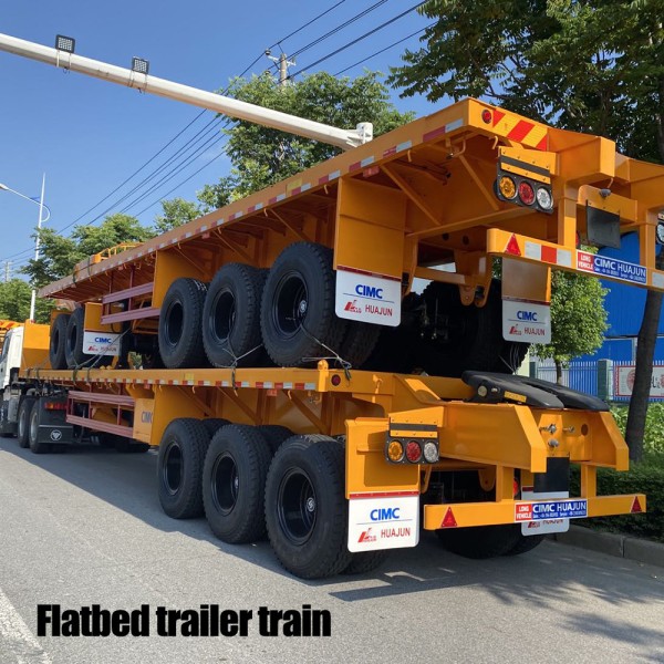 Quality 3 Axles Flatbed Semi Trailer Double Linked for Transporting 200 Tons 40ft for sale