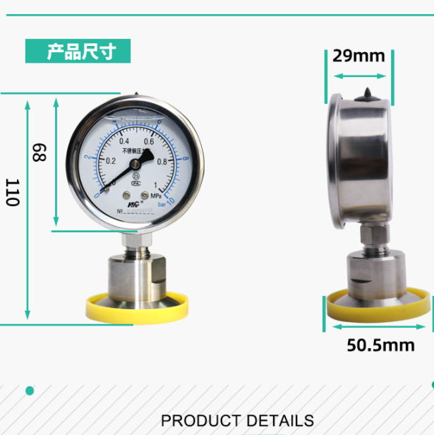 YNTP-60BF Stainless Steel Pressure Gauge from China Factory