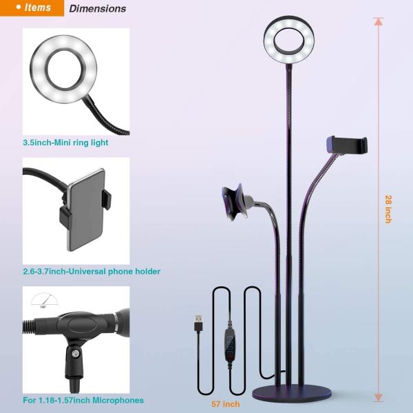 Quality Cold Warm Day 5W 24PCS Ring Light With Flexible Arm , Ring Light With Long Stand for sale