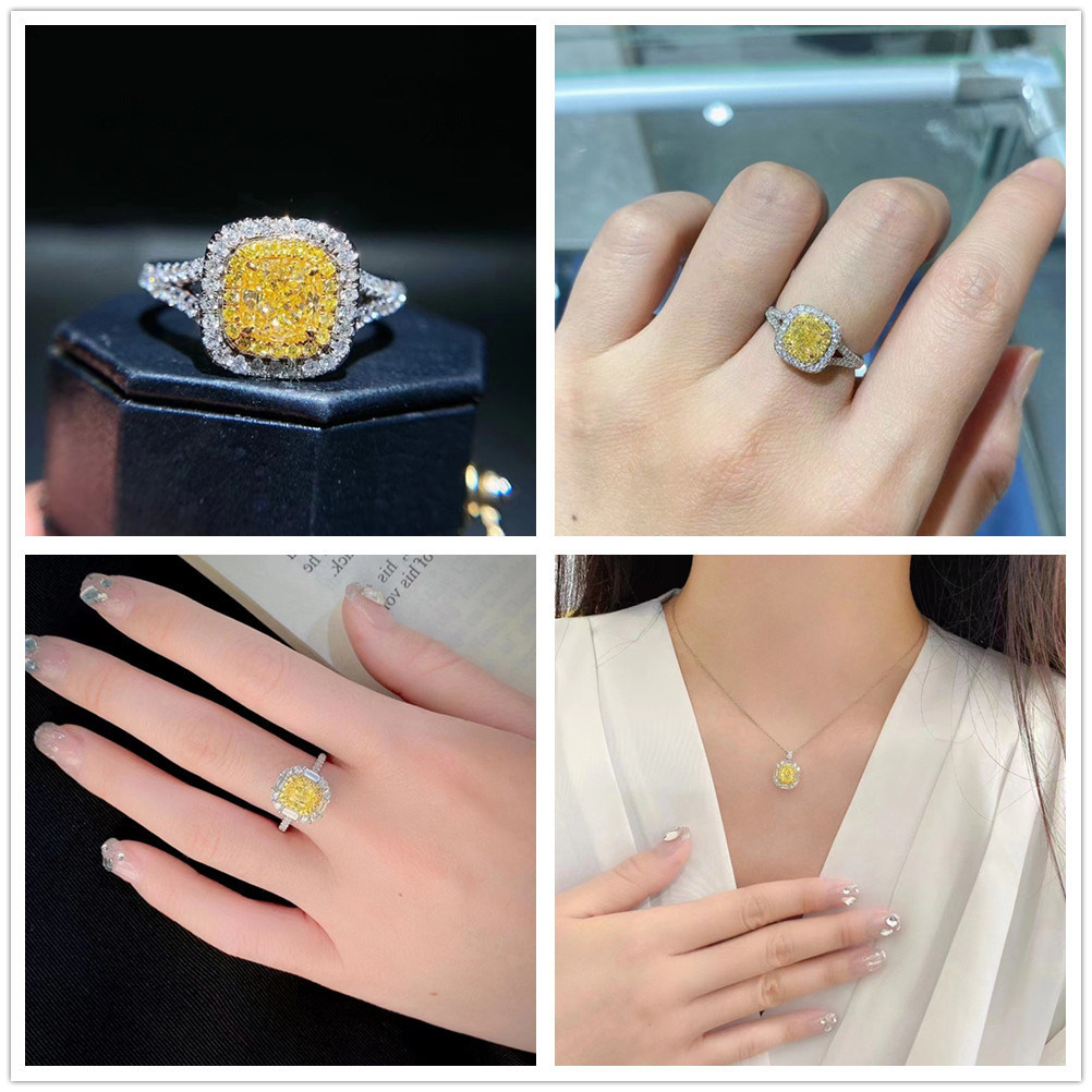 18K Lab Diamonds Ring and Yellow Diamond Dual Purpose Ring and Pendant