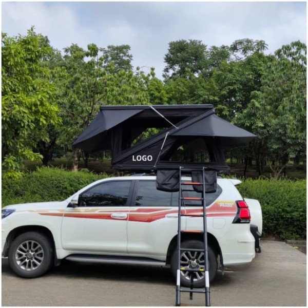 Quality Black Clamshell Four Person Roof Top Tent With Rain Cover For Outdoor Use for sale