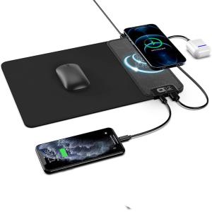Quality ABS PU 9V 2A Mouse Pad Wireless Charger 7.5W With Fast USB Ports for sale