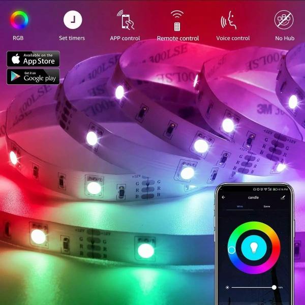Quality 5m 10m 15m Indoor and Outdoor Bluetooth/Wifi Remote Control Smart Strip Lights for sale