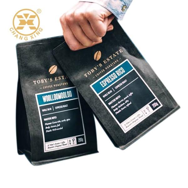 Quality CPP Resealable Coffee Packaging Bags With Valve Flat Bottom Stand Up Pouch for sale